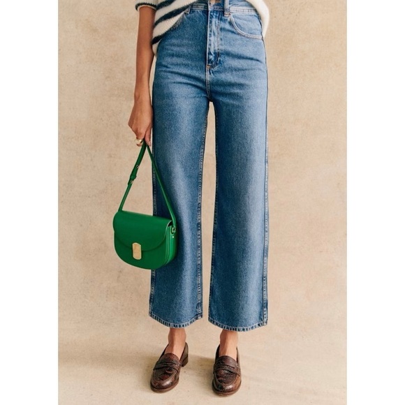 Sezane | Jeans | Szane Le Crop Wide Leg Jean In Denim Blue Parisian ...